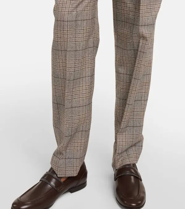 Brunello Cucinelli Checked Wool-blend Trousers