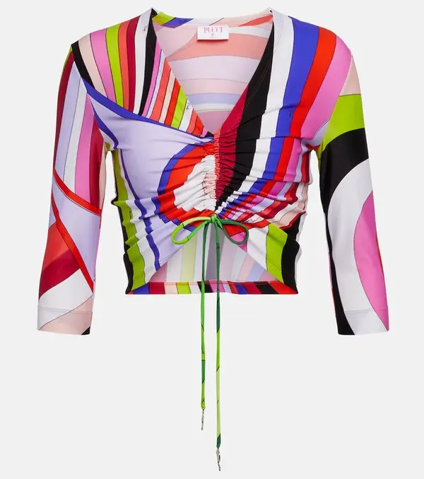 Emilio Pucci Iride Gathered Crop Top - Multicoloured