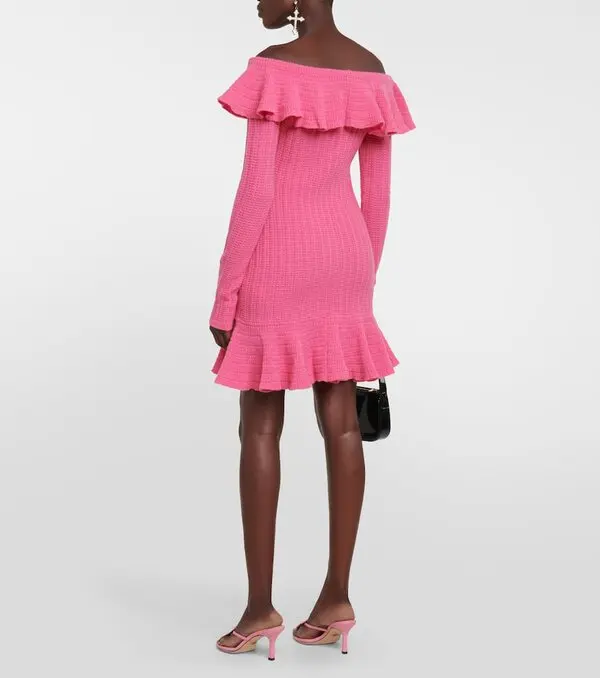 Blumarine Off-shoulder Ruffled Mini Dress