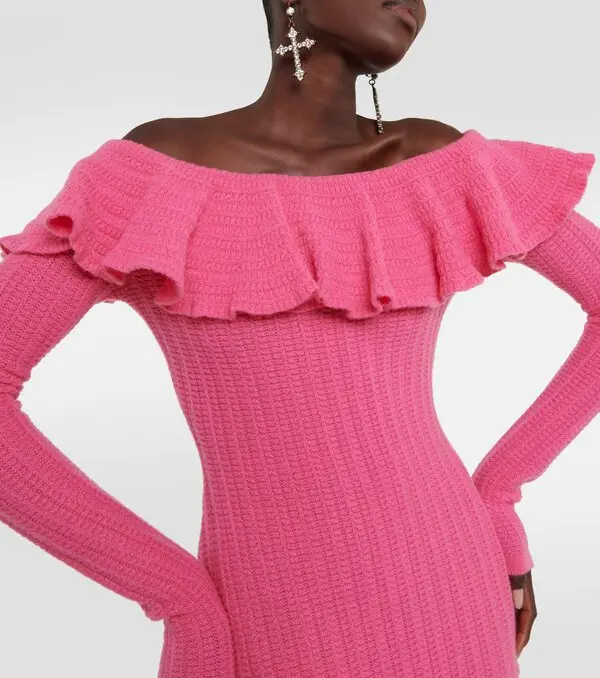 Blumarine Off-shoulder Ruffled Mini Dress