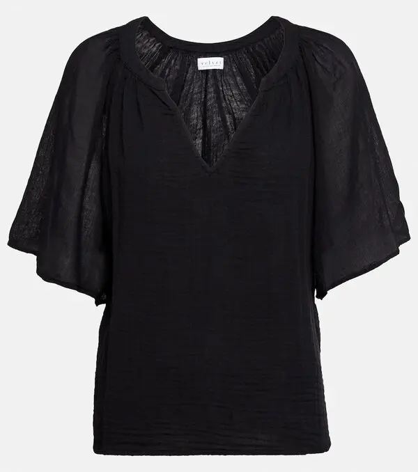 Velvet By Graham & Spencer Belle Cotton Top - Black