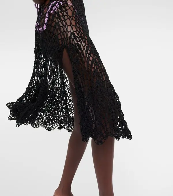 Anna Kosturova Open-knit Cotton Midi Dress - Black