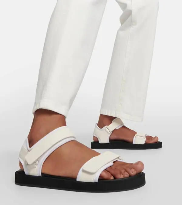 THE ROW Hook And Loop Leather Sandals - White