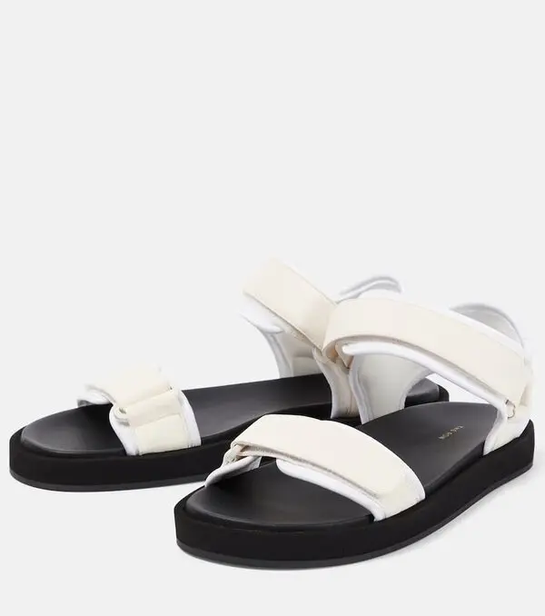 THE ROW Hook And Loop Leather Sandals - White