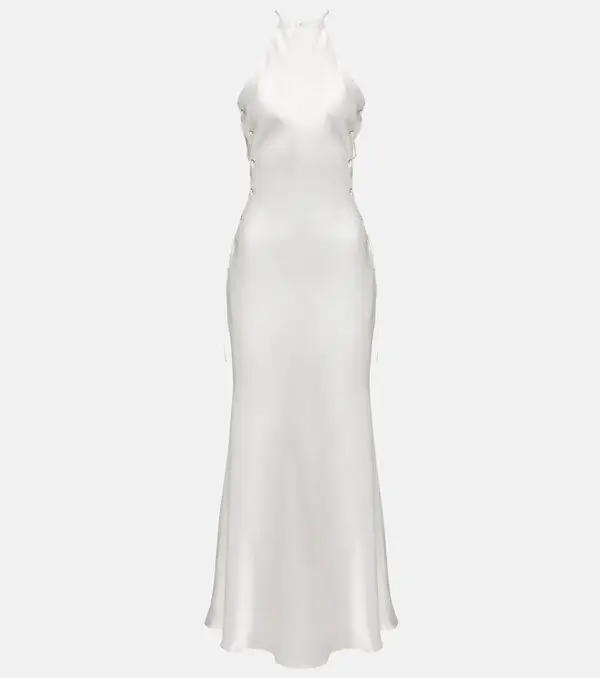Alessandra Rich Silk-Blend Midi Dress In White - 70% Off | Editorialist