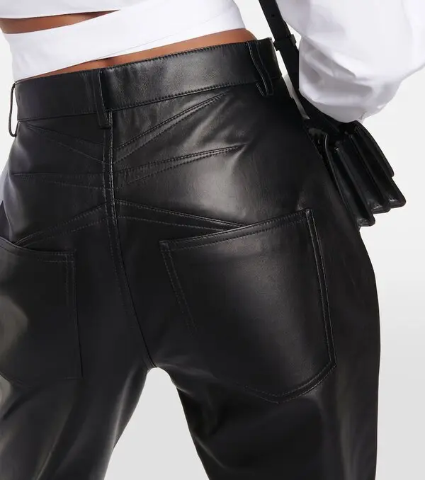Alaïa Flared Leather Trousers - Black