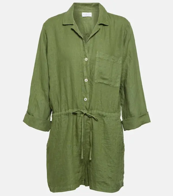 Velvet By Graham & Spencer Ruth Cotton Playsuit - Green