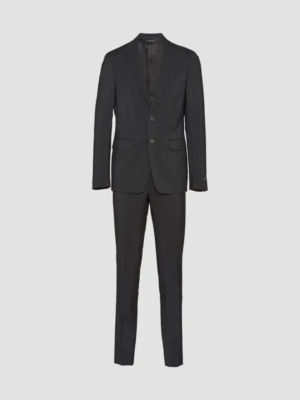 Prada Single Breasted Wool And Mohair Suit - Black