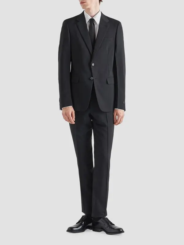 Prada Single Breasted Wool And Mohair Suit - Black