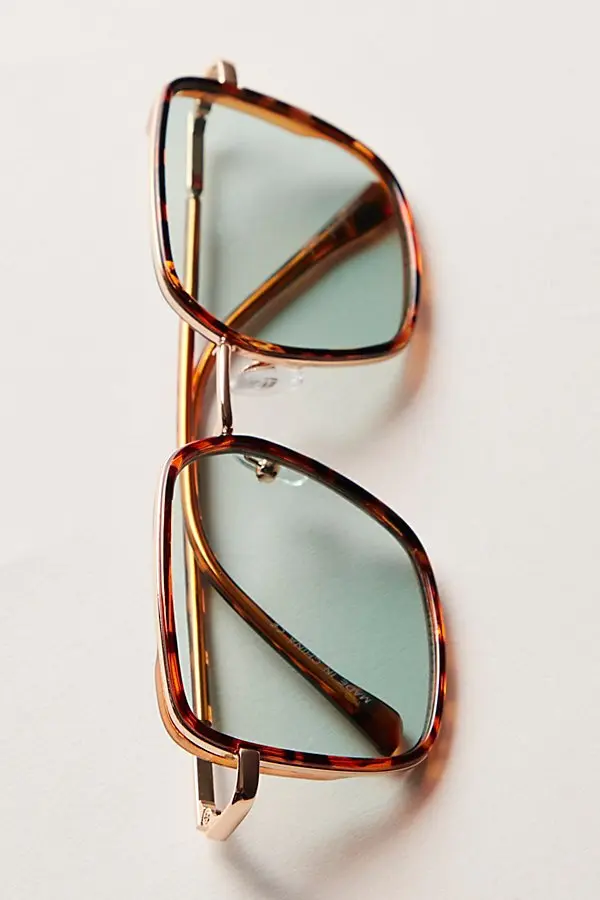 Free People Beau Oversized Square Sunglasses - Tort/grey Green