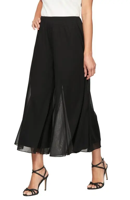 Alex Evenings Wide Leg Crop Mesh Panel Pants