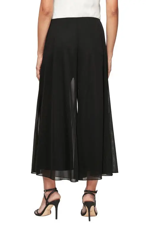 Alex Evenings Wide Leg Crop Mesh Panel Pants