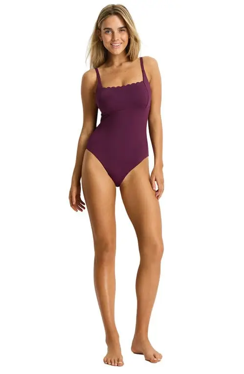 SEA LEVEL Scalloped Square Neck One-piece Swimsuit