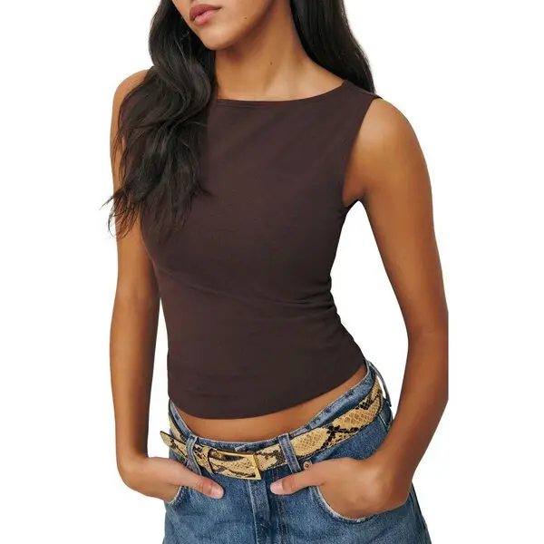 REFORMATION Dusk Stretch Knit Top - Mole