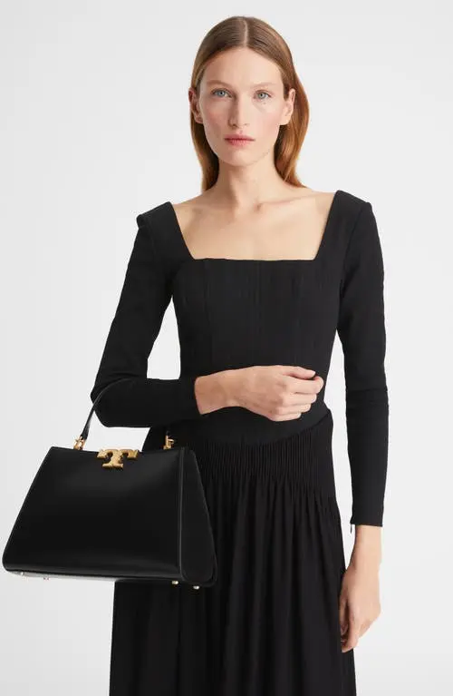 Tory Burch Eleanor Leather Satchel - Black