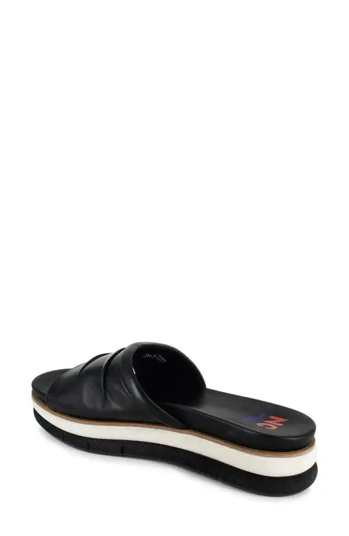 NATIONAL COMFORT Kai Platform Slide Sandal - Black Leather