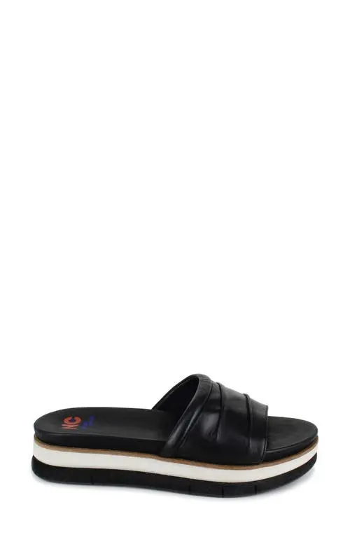 NATIONAL COMFORT Kai Platform Slide Sandal - Black Leather