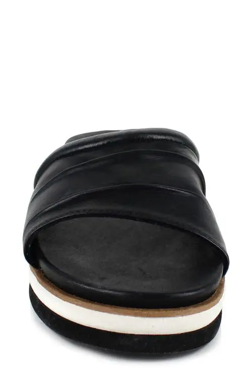 NATIONAL COMFORT Kai Platform Slide Sandal - Black Leather