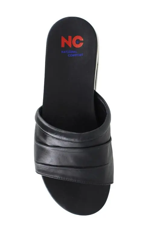 NATIONAL COMFORT Kai Platform Slide Sandal - Black Leather