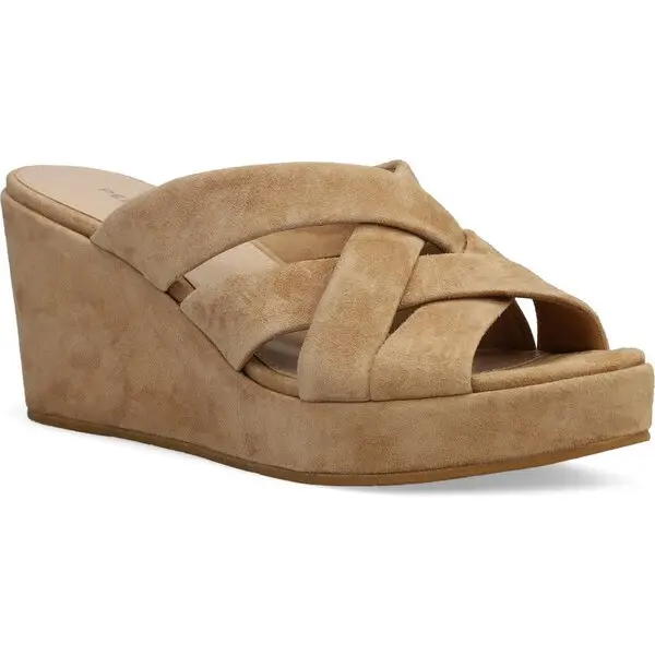 Pelle Moda Wilona Platform Wedge Slides - Latte