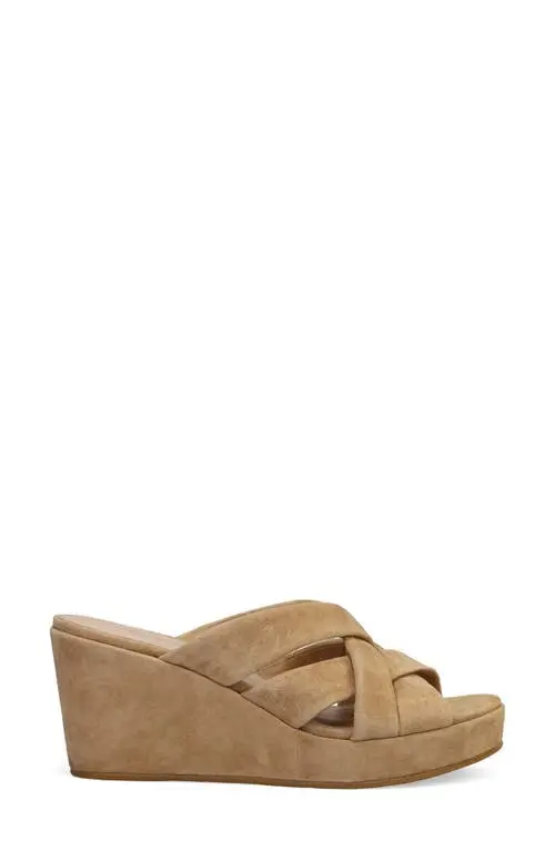 Pelle Moda Wilona Platform Wedge Slides - Latte