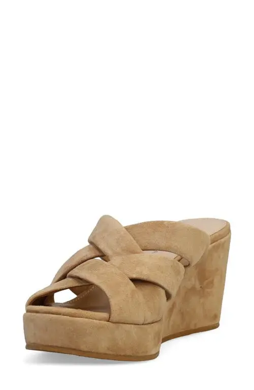 Pelle Moda Wilona Platform Wedge Slides - Latte