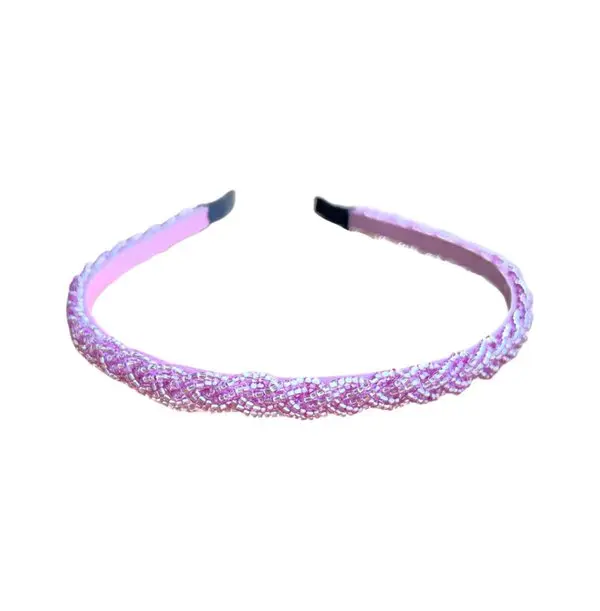 HEADBANDS OF HOPE Beaded Braid Headband - Pink