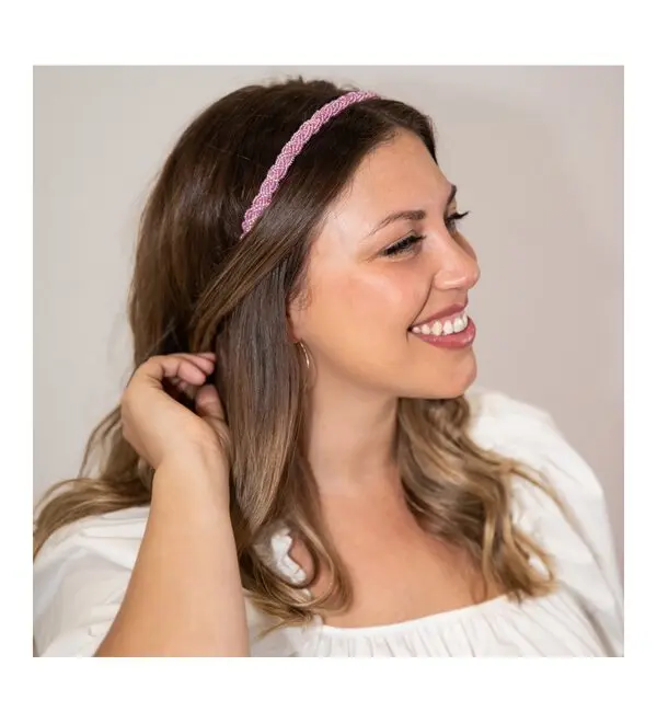 HEADBANDS OF HOPE Beaded Braid Headband - Pink