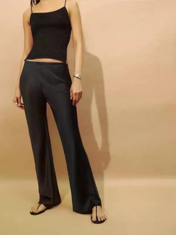 REFORMATION Gale Satin Pants - Black