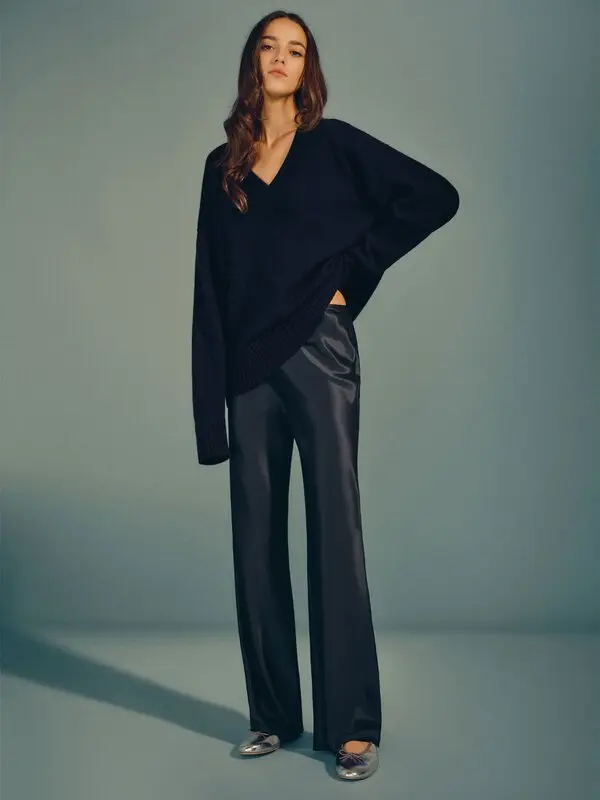 REFORMATION Gale Satin Pant - Blue