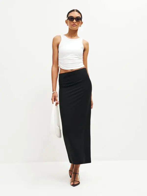 REFORMATION Maria Knit Midi Skirt - Black