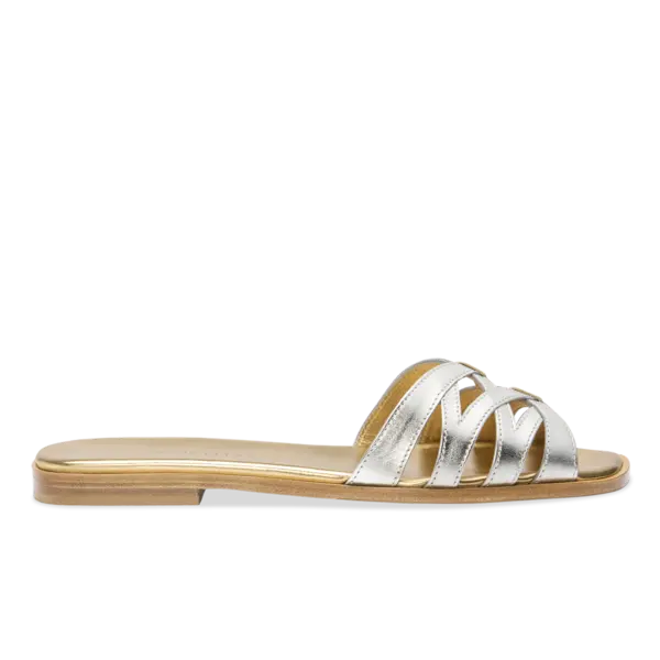Sarah Flint Kim Slide Sandal - Gold & Silver Calf