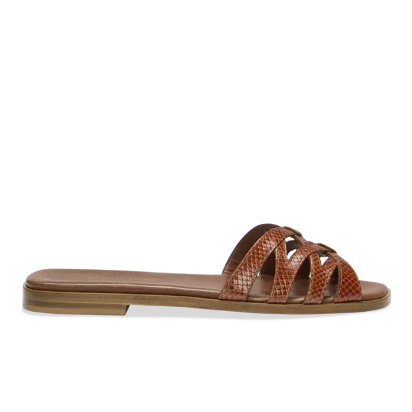 Sarah Flint Kim Slide Sandal - Toffee & Embossed Calf
