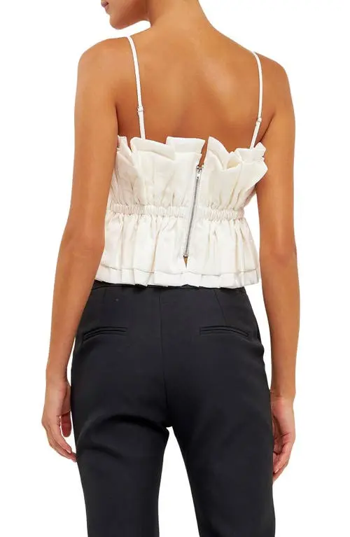 Endless Rose Sheen Ruffled Crop Camisole - White