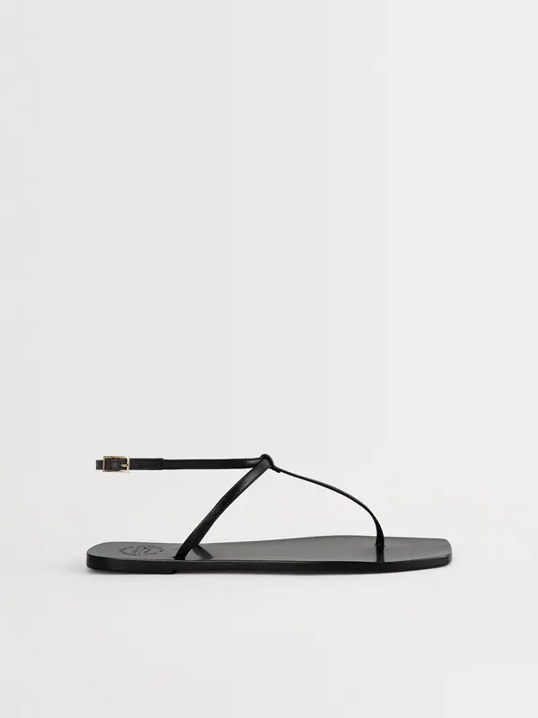 ATP ATELIER Alassio Nappa Flat Sandals - Black
