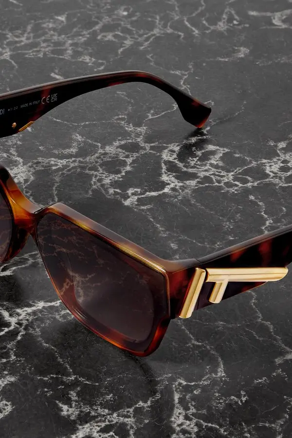 Fendi First Rectangular-Frame Acetate And Gold-Tone  display picture 3