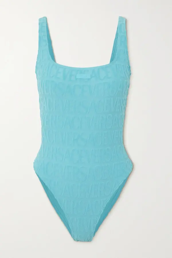 Versace Dua Lipa Flocked Stretch-terry Swimsuit