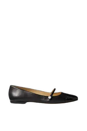JIMMY CHOO Elisa Leather Mary Jane Flats - Black