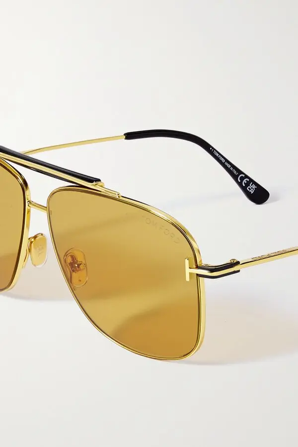TOM FORD Jaden Aviator-style -tone Sunglasses