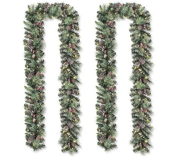 GLITZHOME 6' Pinecones And Berries Christmas Ga Lands S/2 - One-color