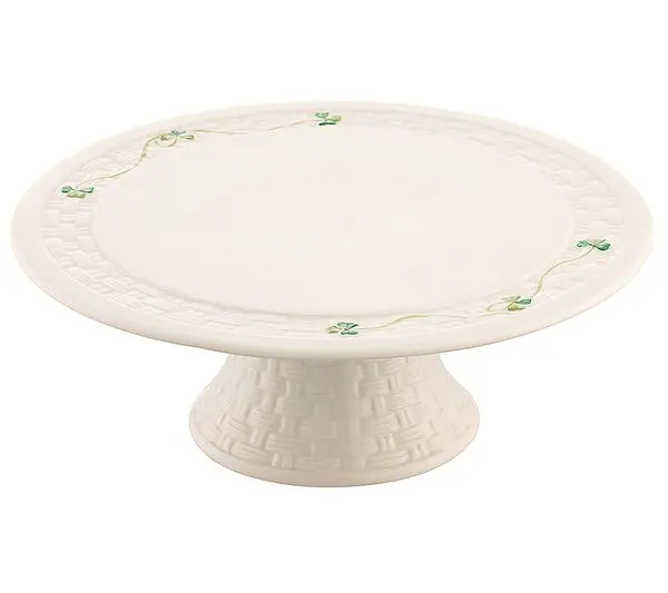 BELLEEK Pottery Shamrock Cake Stand - One-color