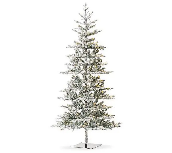 GLITZHOME 10ft Pre-lit Flocked Artificial Chris Mas Tree - One-color