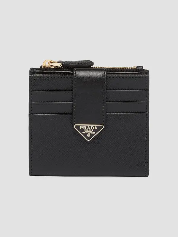 Prada Saffiano And Smooth Leather Wallet - Black