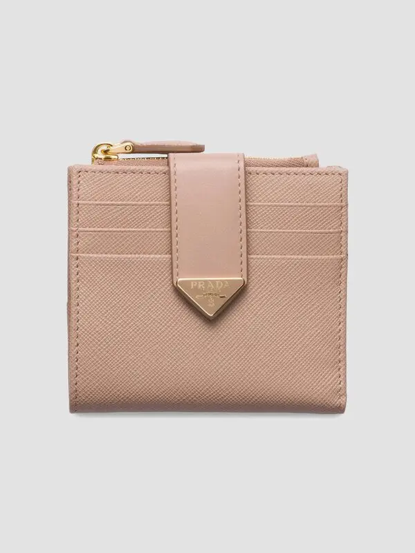Prada Saffiano And Smooth Leather Wallet - Pink
