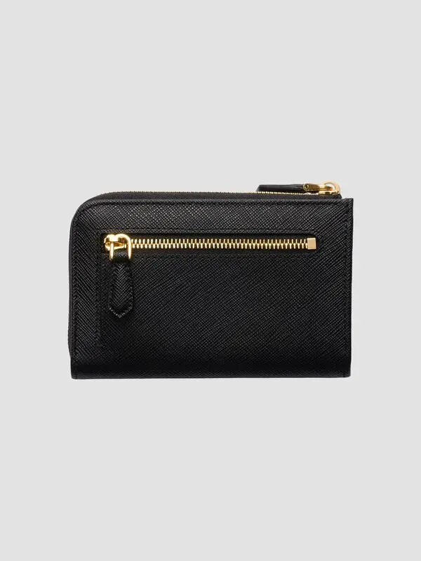 Prada Saffiano Keychain Card Case - Black Gold