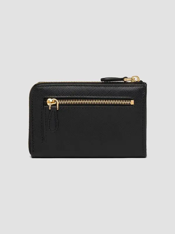 Prada Saffiano Keychain Card Case - Black Gold
