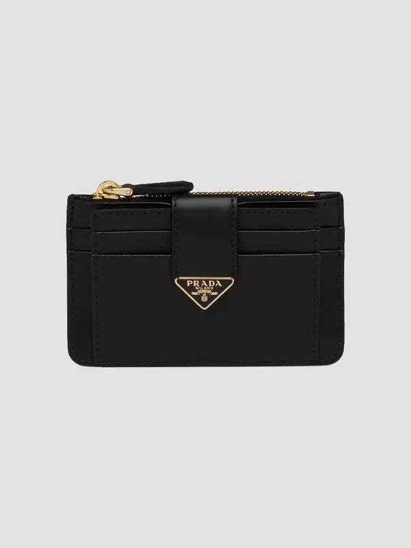 Prada Saffiano And Smooth Leather Card Holder - Black