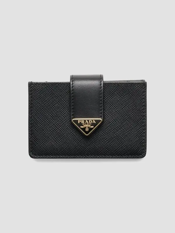 Prada Saffiano And Smooth Leather Card Holder - Black