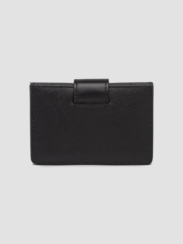 Prada Saffiano And Smooth Leather Card Holder - Black