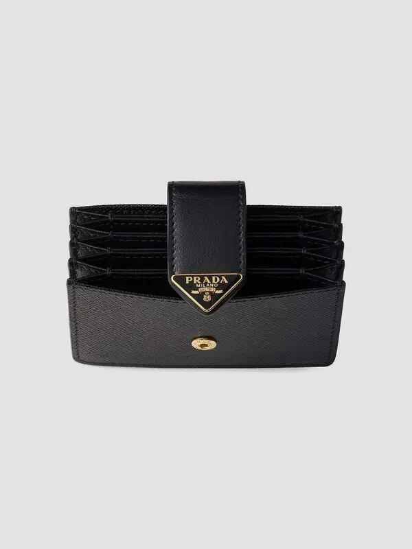Prada Saffiano And Smooth Leather Card Holder - Black